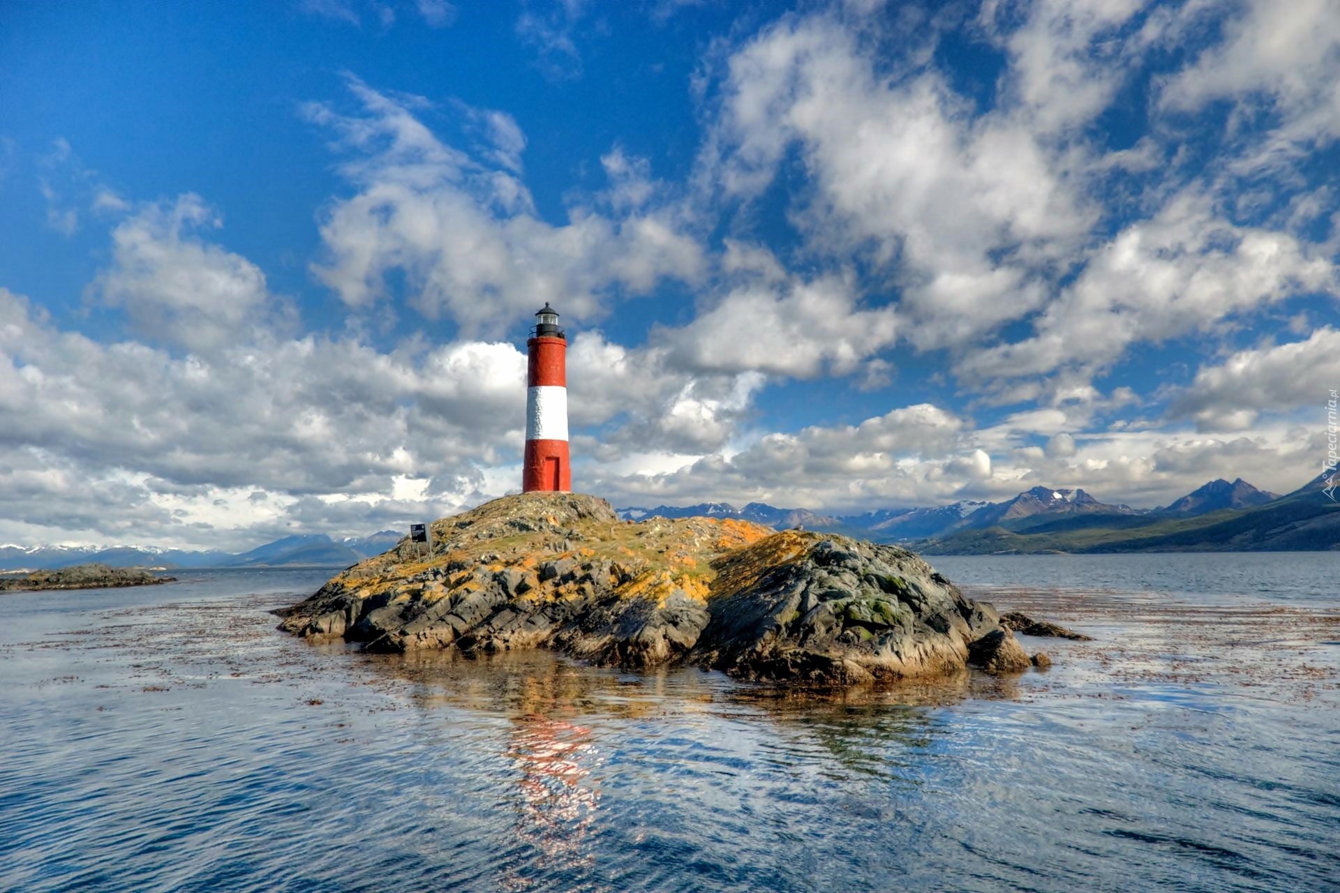 Morze, Skalista, Wysepka, Latarnia, Morska, Obłoki
