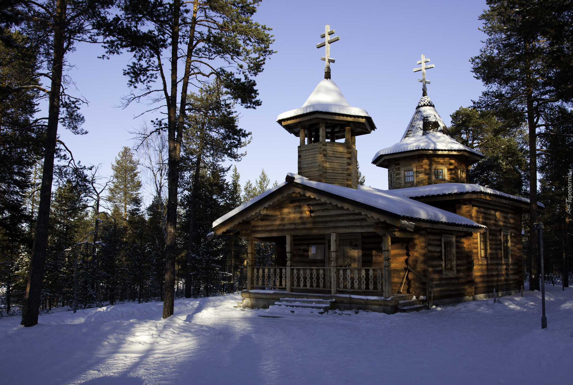 Zima, Śnieg, Las, Cerkiew Zima, Śnieg, Las, Cerkiew