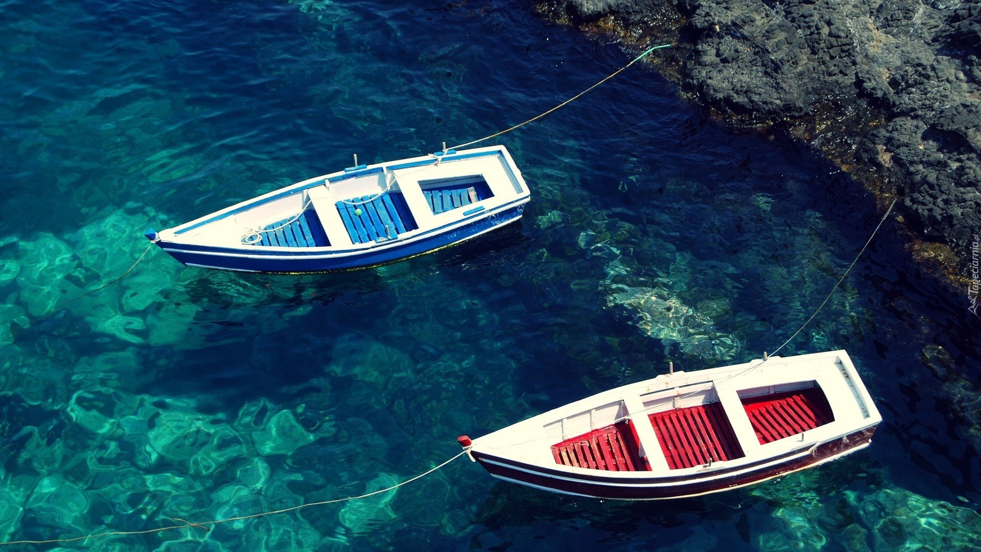 Woda, Skały, Łódki